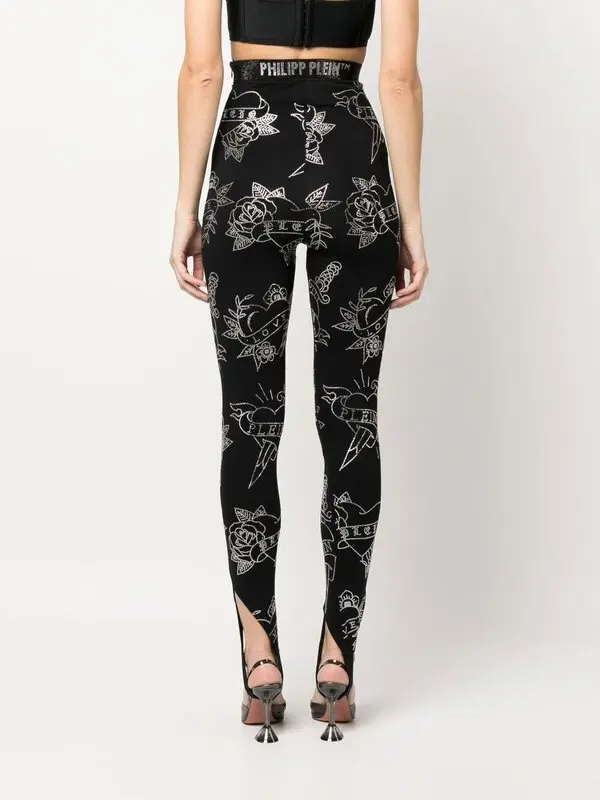 Philipp Plein Love-print Stirrup Leggings