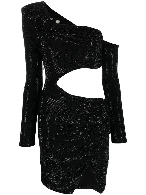 Philipp Plein Rhinestone Cut-out Mini Dress - Black