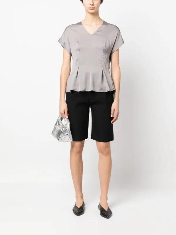 Aspesi Satin-finish Flared Blouse - Grey