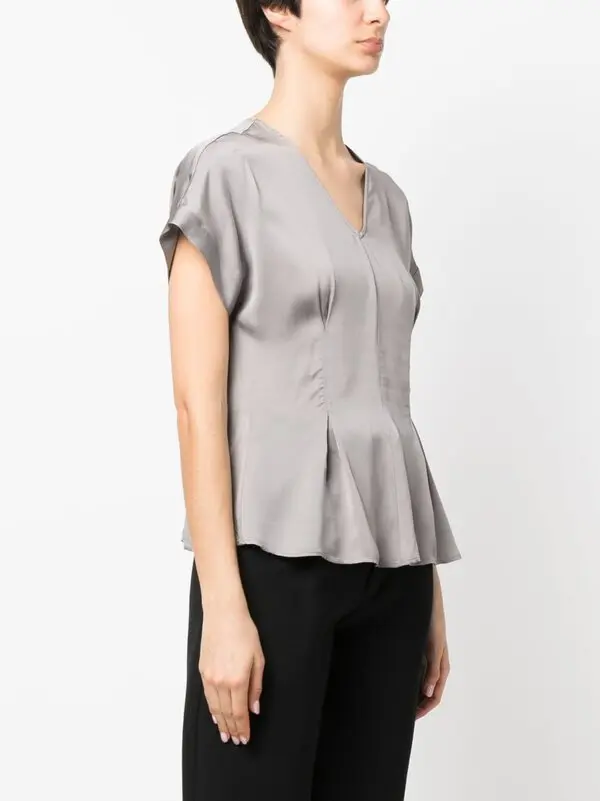 Aspesi Satin-finish Flared Blouse - Grey