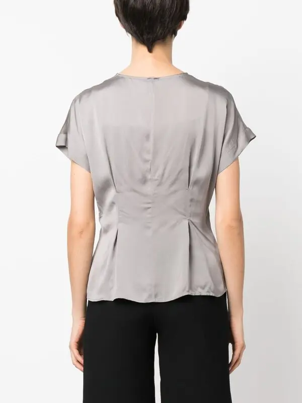 Aspesi Satin-finish Flared Blouse - Grey