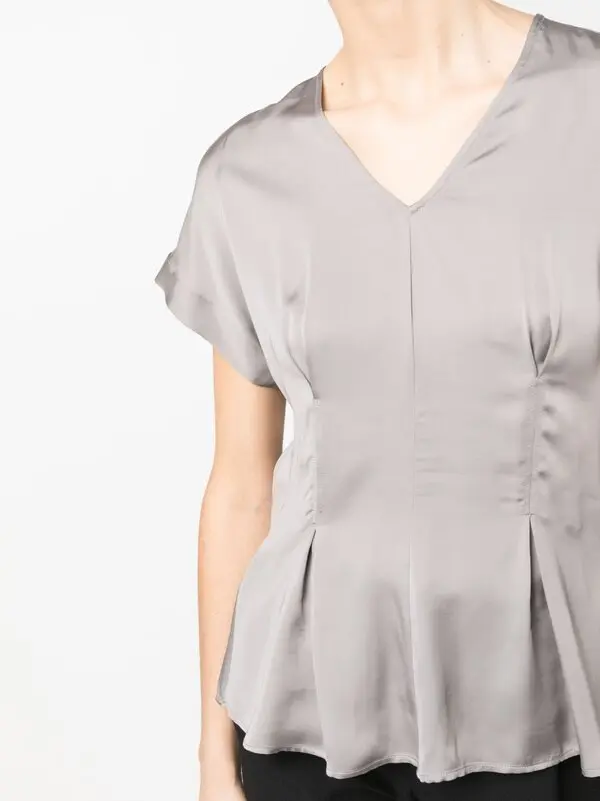Aspesi Satin-finish Flared Blouse - Grey