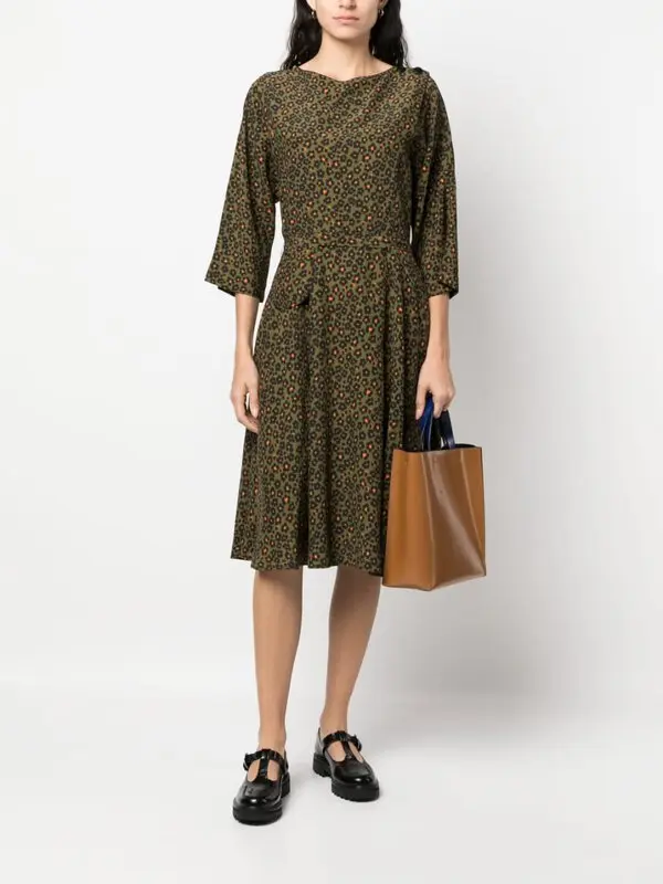 Kenzo Leopard-print Midi Dress - Green