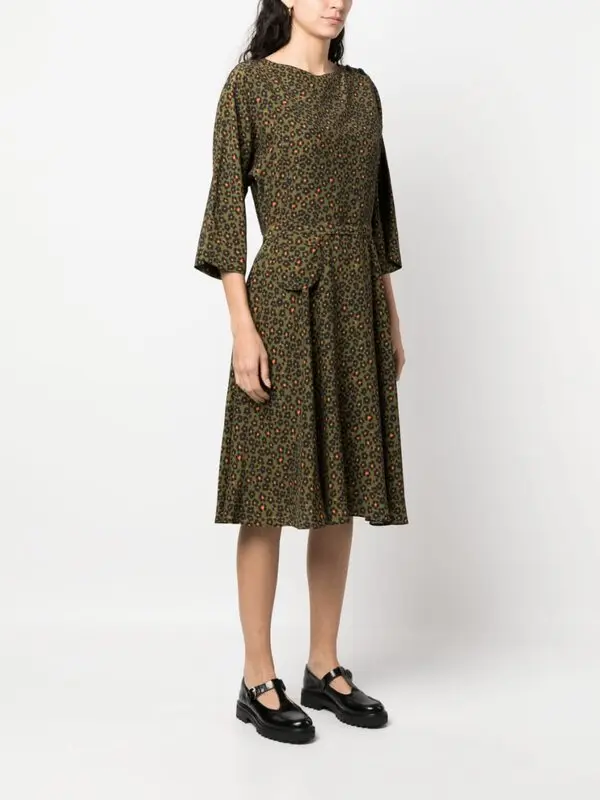 Kenzo Leopard-print Midi Dress - Green
