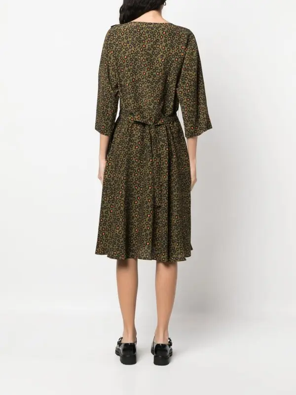 Kenzo Leopard-print Midi Dress - Green