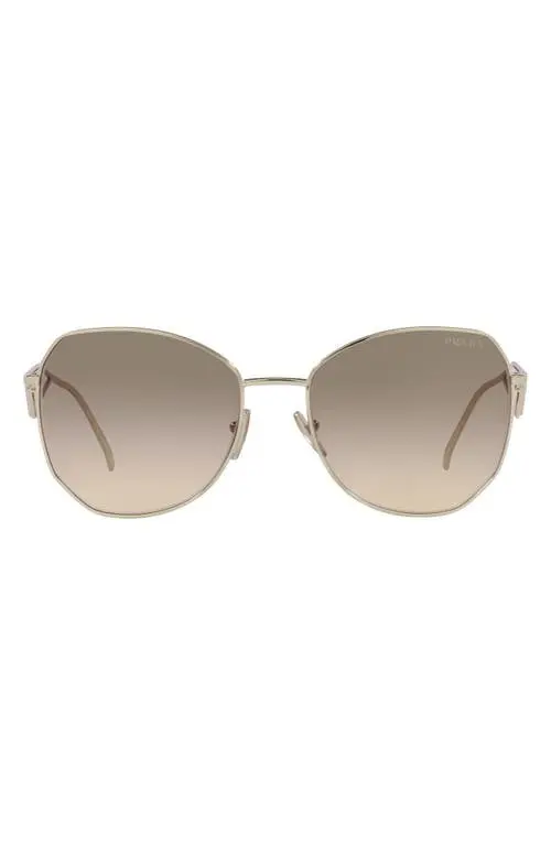 Prada 57mm Round Frame Sunglasses - Pale Gold