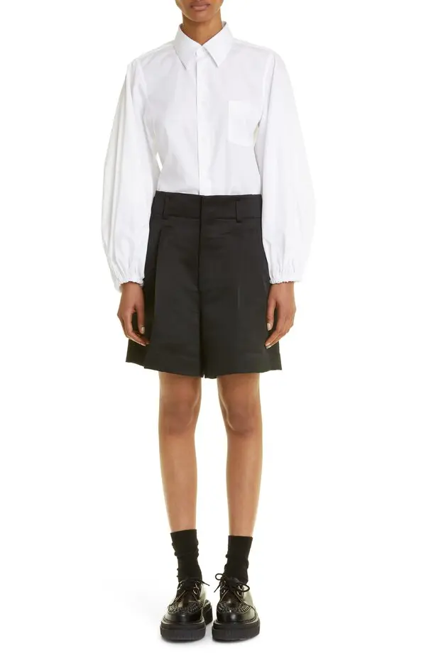 Comme Des Garçons Pleated Heavy Satin Bermuda Shorts