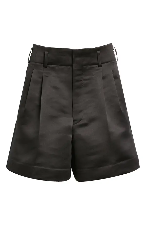 Comme Des Garçons Pleated Heavy Satin Bermuda Shorts