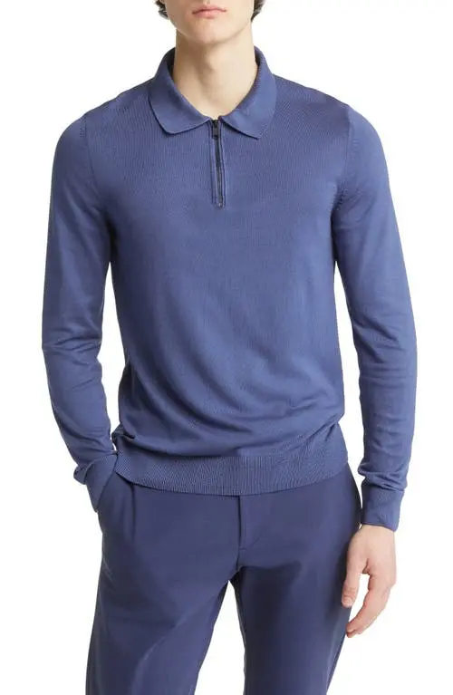 BOSS Luno Zip Sweater Polo - Bright Blue