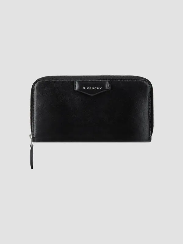Givenchy Antigona Zipped Wallet In Box Leather - Black