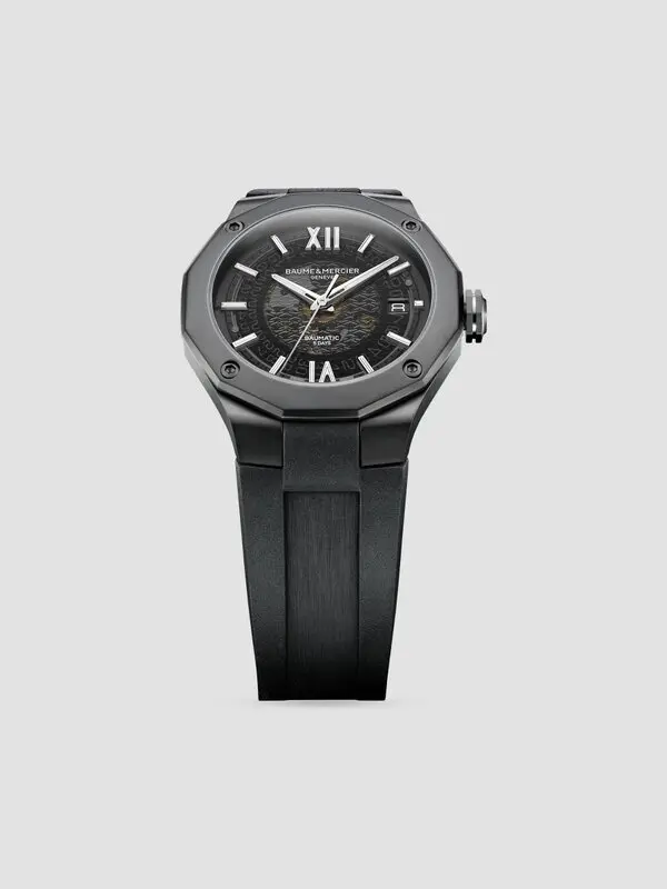 Baume & Mercier Riviera 10617 Stainless Steel & Rubber Strap Watch