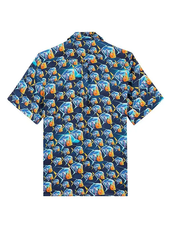 Vilebrequin Piranhas Linen Camp Shirt - Bleu Marine