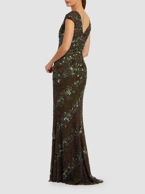 Mac Duggal Beaded Trumpet Gown - Olive