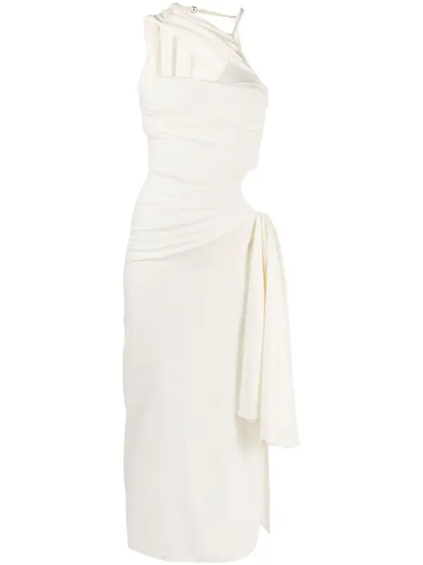 Jacquemus Abanada Asymmetric Draped Dress - White