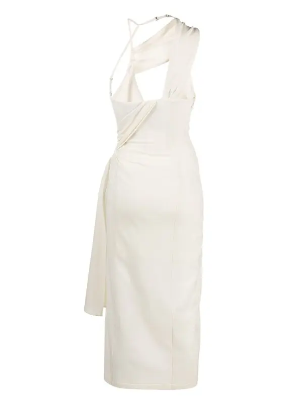 Jacquemus Abanada Asymmetric Draped Dress - White