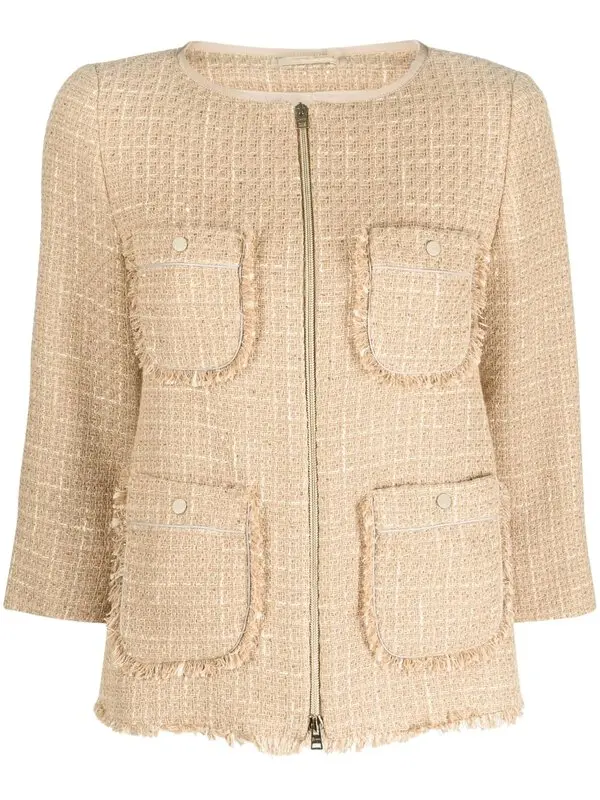 Herno Zip-up Tweed Jacket - Neutrals