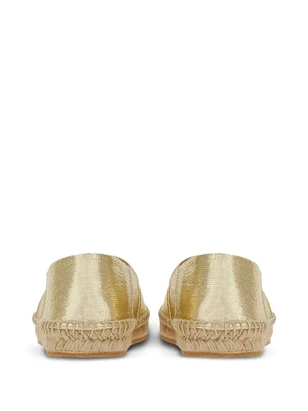 FERRAGAMO Logo-embroidered Metallic Espadrilles - Gold
