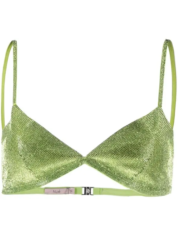 NUE Rhinestone-ebellished Silk Bra Top