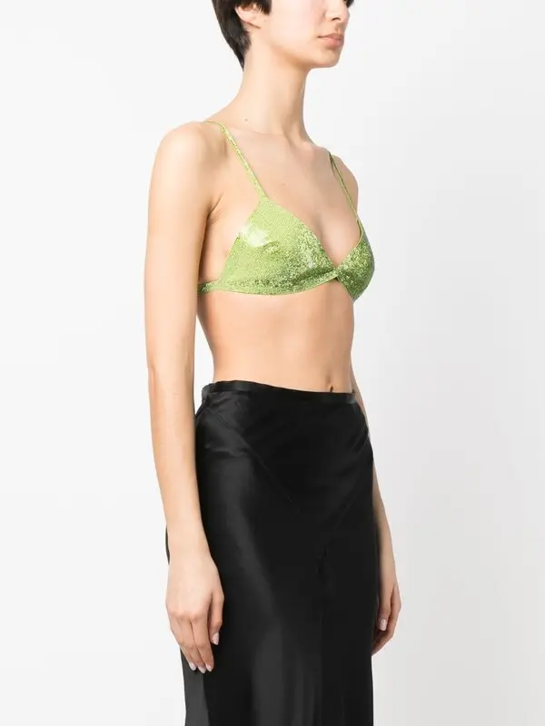 NUE Rhinestone-ebellished Silk Bra Top