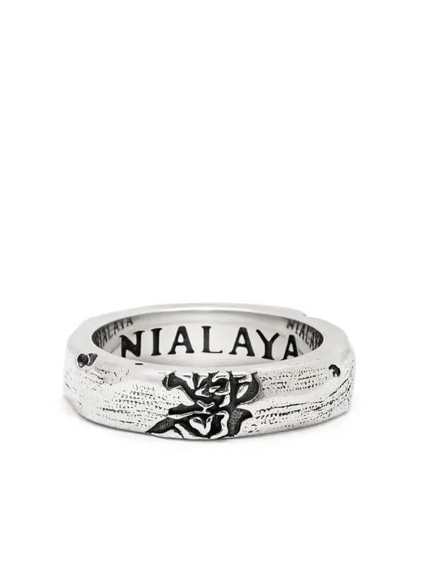NIALAYA JEWELRY Carved Vintage-effect Ring - Silver