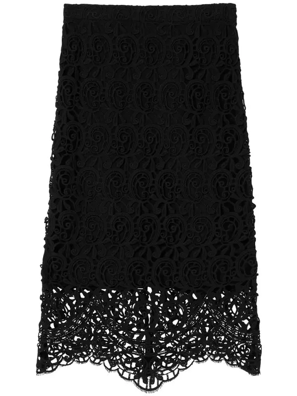 Burberry Macramé-lace Pencil Skirt - Black