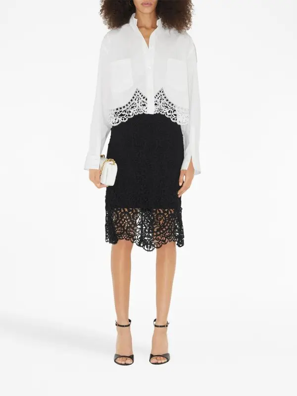 Burberry Macramé-lace Pencil Skirt - Black