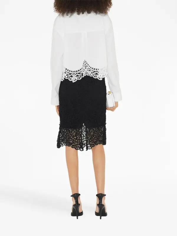 Burberry Macramé-lace Pencil Skirt - Black