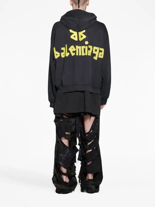 Balenciaga Tape Type Zip-Up Hoodie - Black | Editorialist