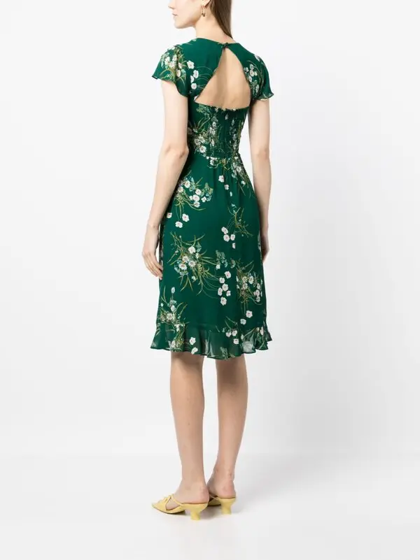 reformation rosi midi dress Reformation Rosi Floral-Print Short-Sleeve Dress In Green - 5% Off