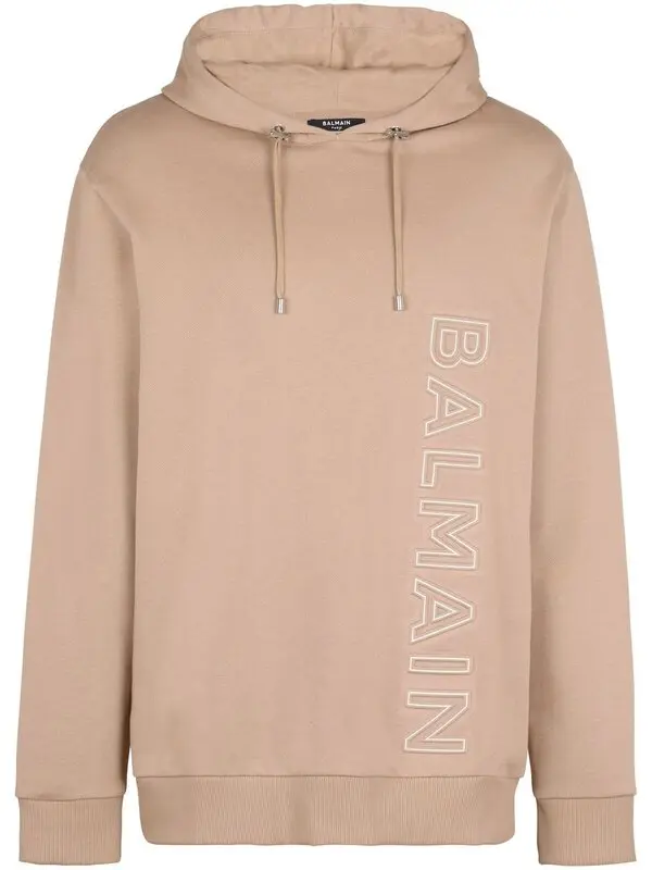 Balmain Logo-embossed Cotton Hoodie - Neutrals