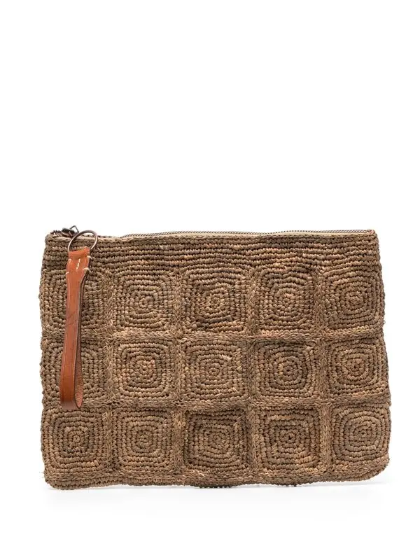 IBELIV Woven Raffia Clutch Bag - Brown