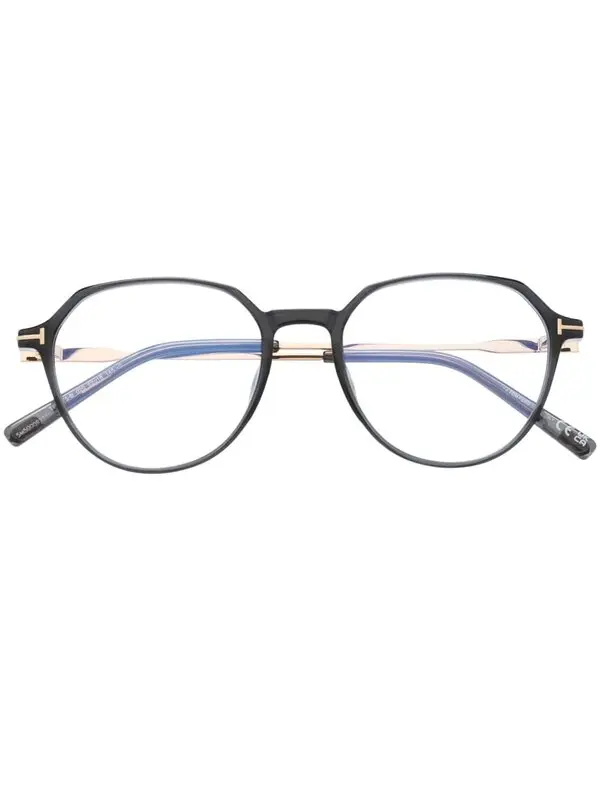 TOM FORD T-logo Round-frame Glasses - Blue