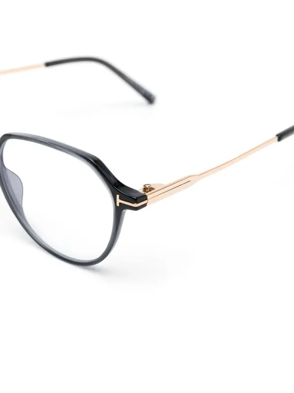 TOM FORD T-logo Round-frame Glasses - Blue
