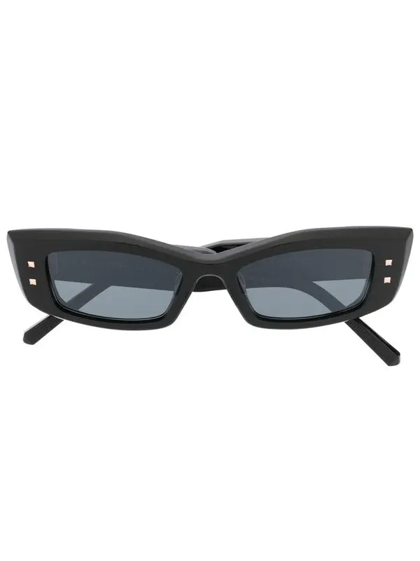 Valentino Garavani Rockstud Rectangle-frame Sunglasses - Black