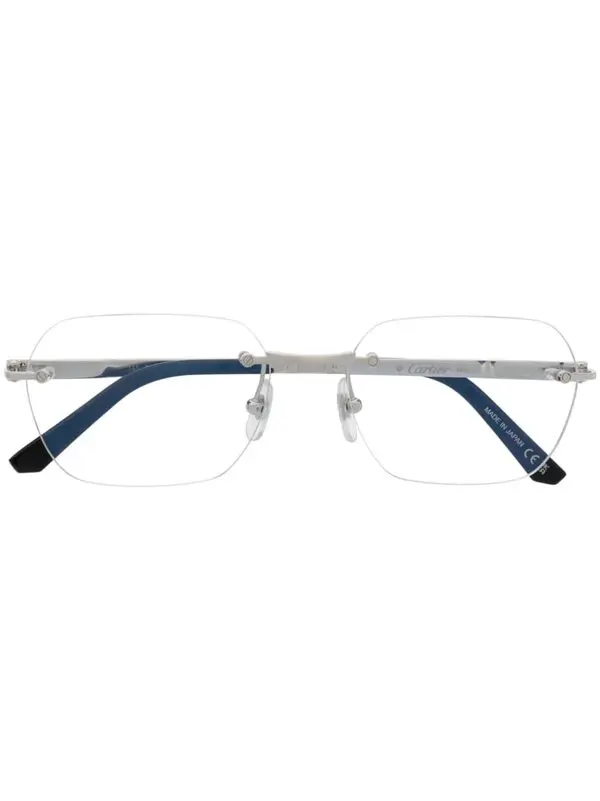 CARTIER Logo-engraved Rimless Glasses - Silver