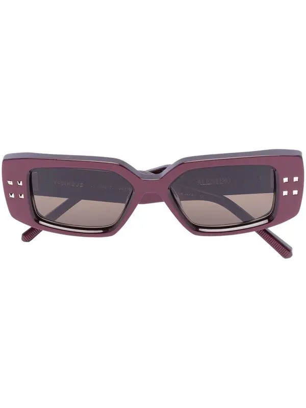 Valentino Garavani Rockstud Rectangle Sunglasses - Red