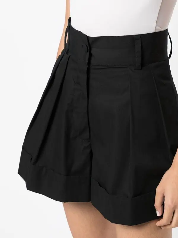 BAMBAH Pleated High-waist Shorts - Black