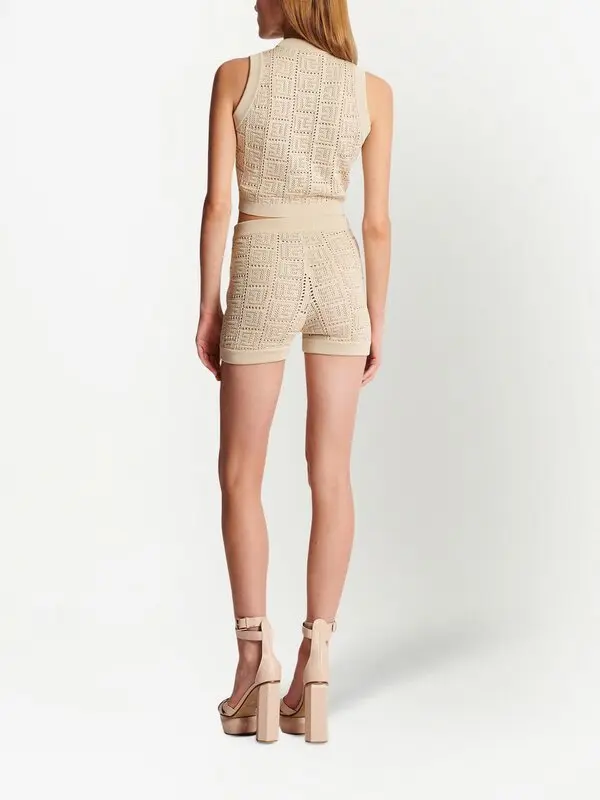 Balmain Monogram Mesh Knitted Shorts