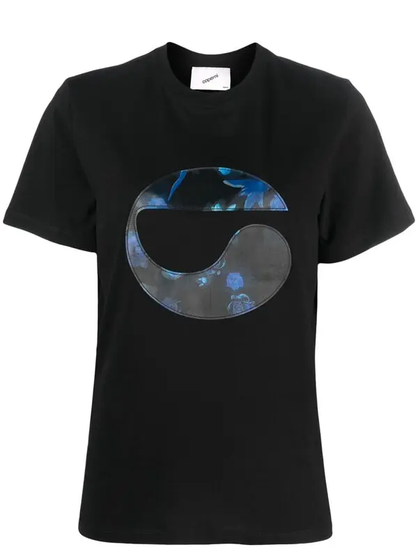 Coperni Flower-print Logo T-shirt - Black