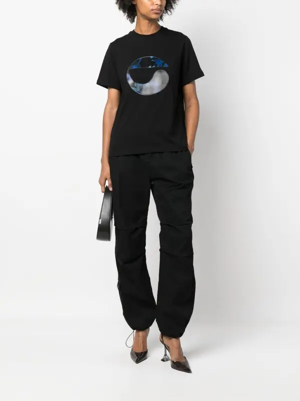 Coperni Flower-print Logo T-shirt - Black