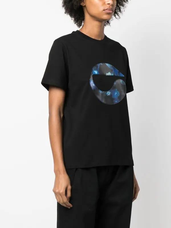 Coperni Flower-print Logo T-shirt - Black