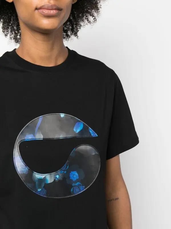Coperni Flower-print Logo T-shirt - Black