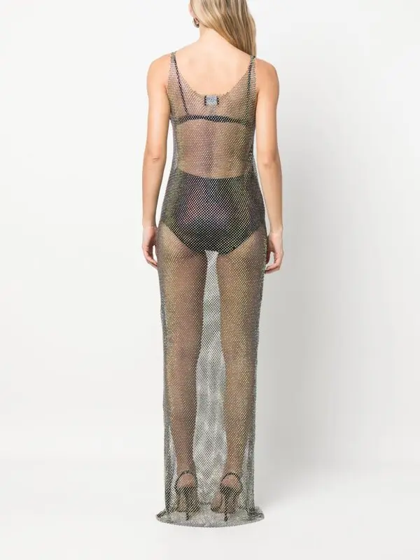 SANTA BRANDS Rhinestone-embellished Mesh Maxi Dress - Black