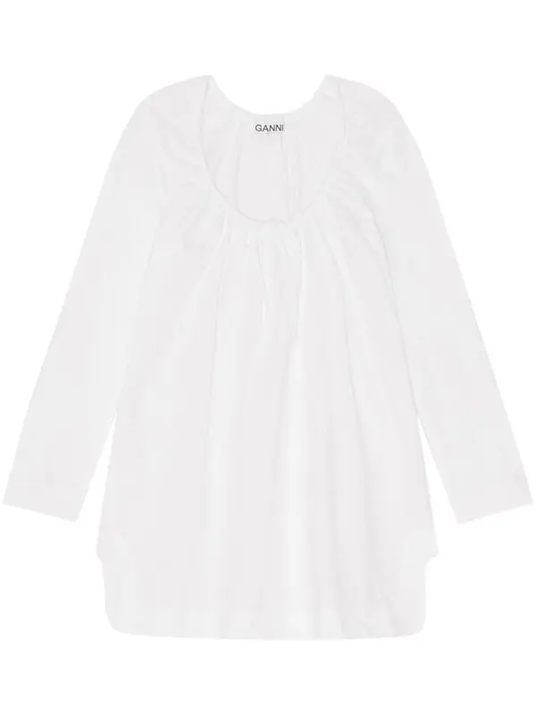 GANNI Square-neck Organic-cotton Minidress