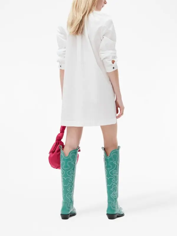 GANNI Square-neck Organic-cotton Minidress