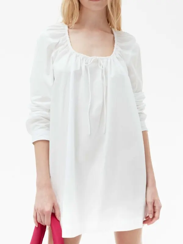 GANNI Square-neck Organic-cotton Minidress