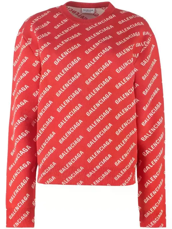 Balenciaga Logo-print Cotton Sweatshirt - Red