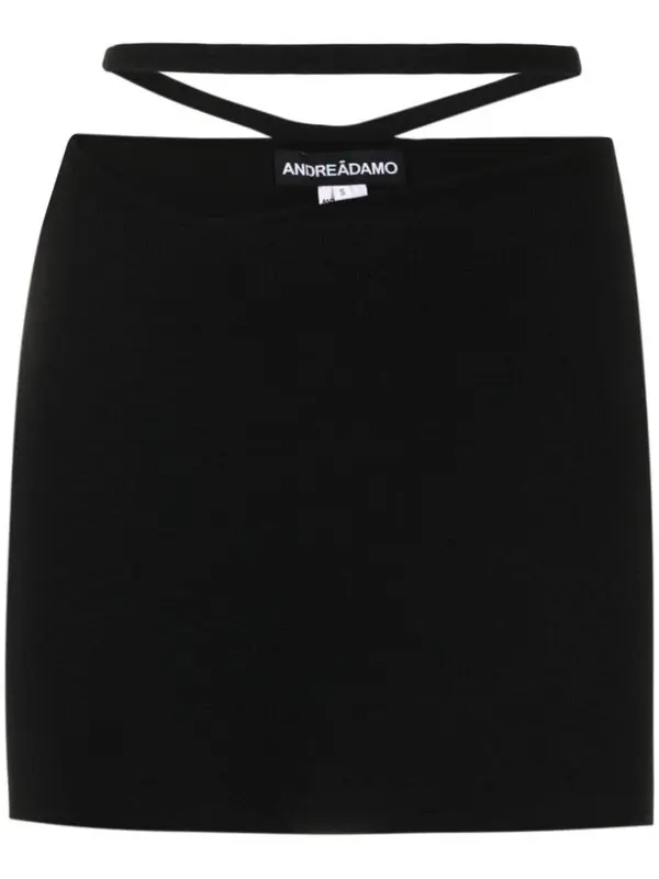 ANDREĀDAMO Cut-out Belted Mini Skirt - Black