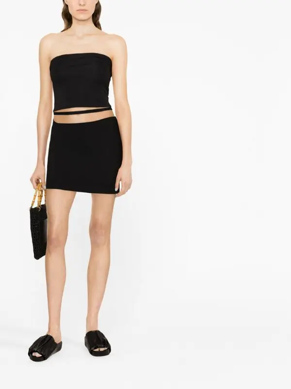 ANDREĀDAMO Cut-out Belted Mini Skirt - Black