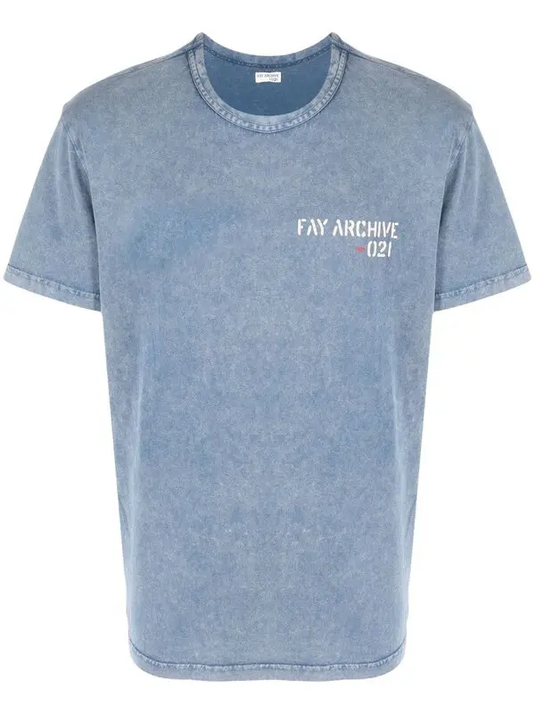 FAY Logo-print Short-sleeved T-shirt - Blue